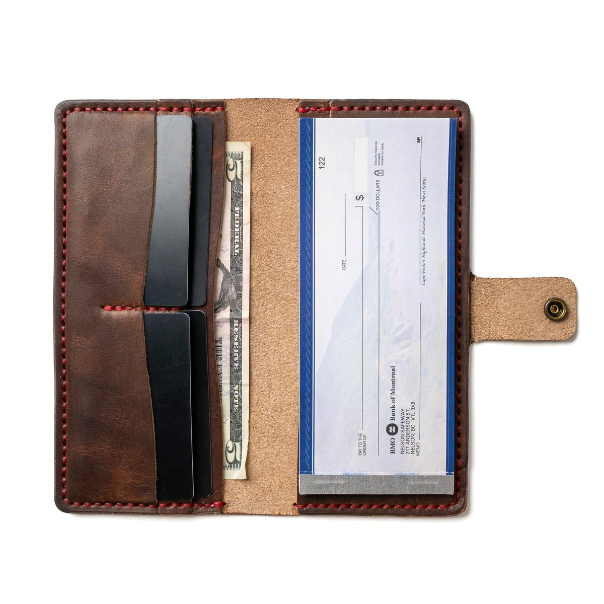 Leather Checkbook Wallet: Elegance Meets Functionality - Black - Popov ...