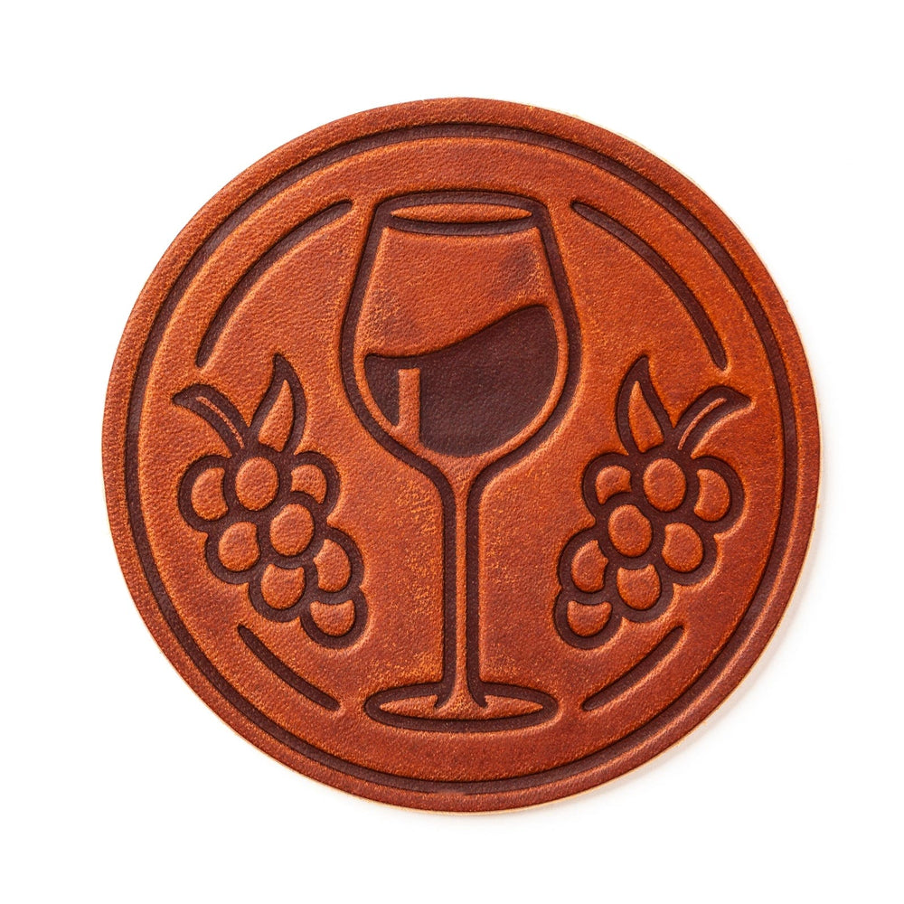 Leather Coaster Set - Merlot Design | Popov Leather - English Tan ...