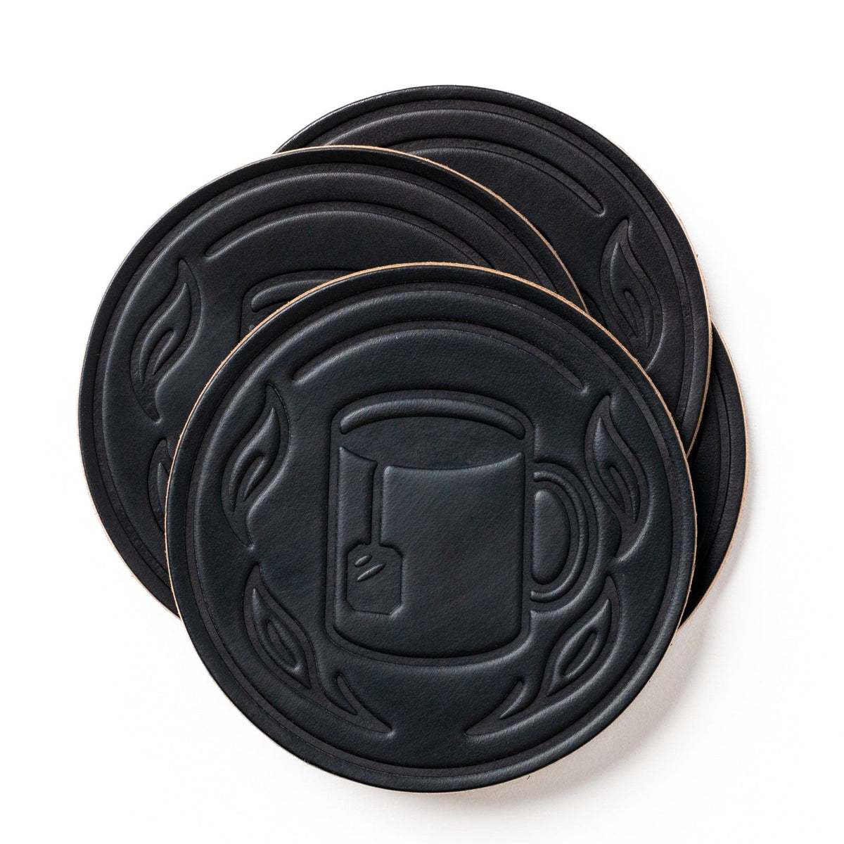 Full-Grain Leather Coaster - Tea Design | Popov Leather - Popov Leather®