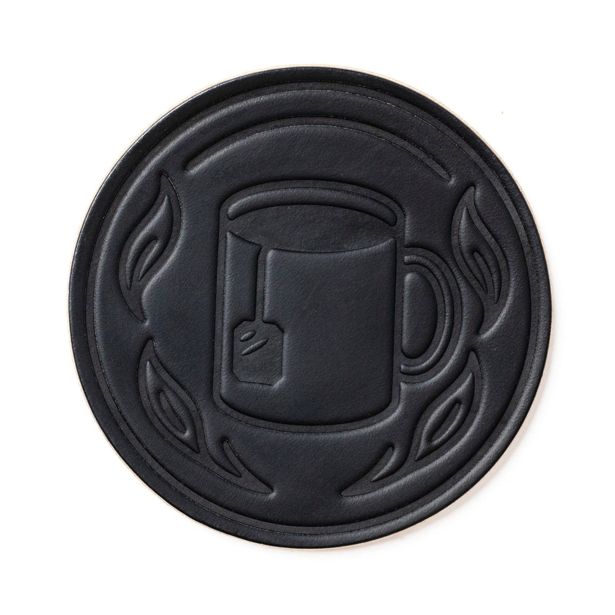 Full-Grain Leather Coaster - Tea Design | Popov Leather - Popov Leather®